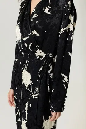 NOCTURNE Printed Wrap Maxi Dress