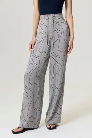 NOCTURNE Flowy Wide-leg Tailored Pants