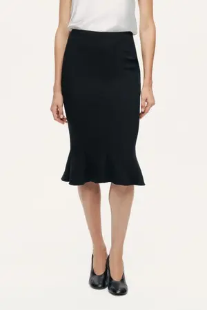 NOCTURNE Flounced Hem Fishtail Midi Skirt