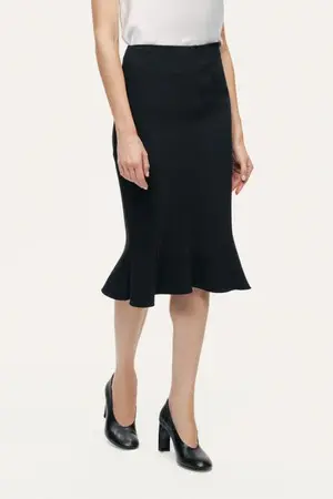 NOCTURNE Flounced Hem Fishtail Midi Skirt