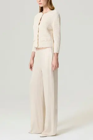 NOCTURNE Elastic-waist Relaxed Trousers - Ivory