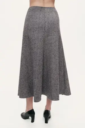 NOCTURNE Herringbone Flared Midi Skirt