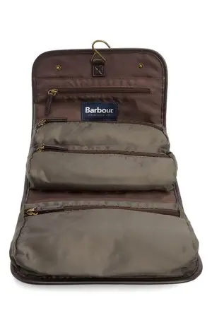 Barbour Waxed Cotton Hanging Wash Bag