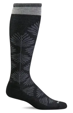 SOCKWELL Full Floral Wide Calf Compression Socks - Black