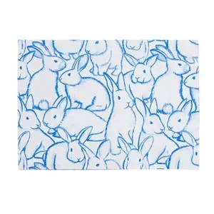 C&F HOME Bunny Rabbits Easter Spring Cotton Single Placemats Set Of 6 - Blue