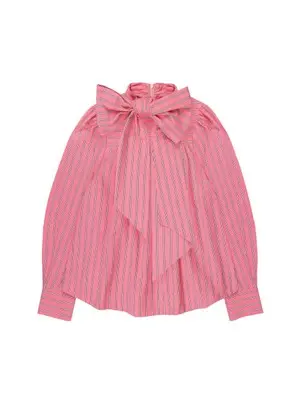 RO&ZO Striped Long Sleeve Blouse With Bow Detail