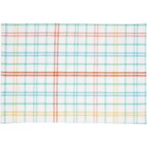 C&F HOME Bunny Rabbit Trail Plaid Easter Spring Cotton Placemats Set Of 6 - Blue