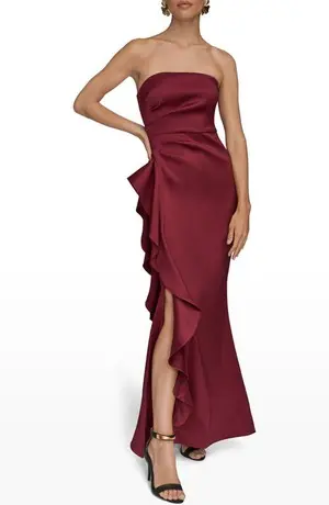 Donna Karan New York Strapless Ruffle Satin Dress
