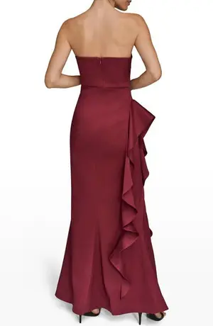 Donna Karan New York Strapless Ruffle Satin Dress
