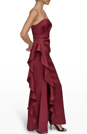 Donna Karan New York Strapless Ruffle Satin Dress