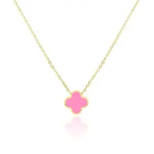 THE LOVERY FINE JEWELRY Single Clover Pendant Necklace - Bubblegum Pink