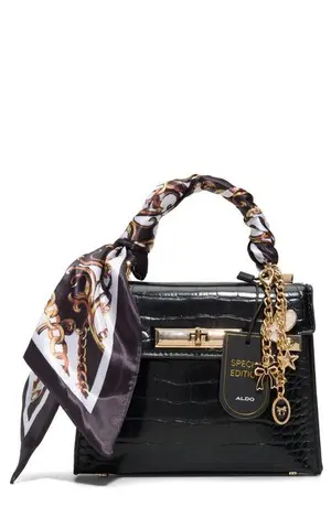 Aldo Faux Leather Satchel With Charms - Black