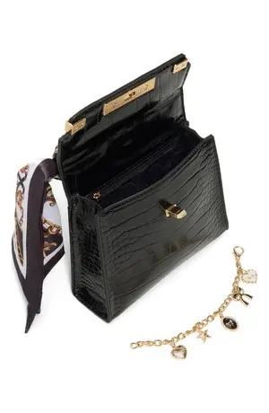 Aldo Faux Leather Satchel With Charms - Black