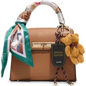 Aldo Faux Leather Satchel With Charms - Tan