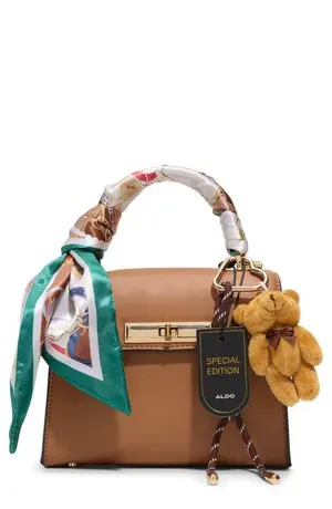 Aldo Faux Leather Satchel With Charms - Tan