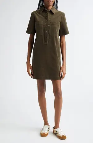 Knee-Length Corduroy Dress