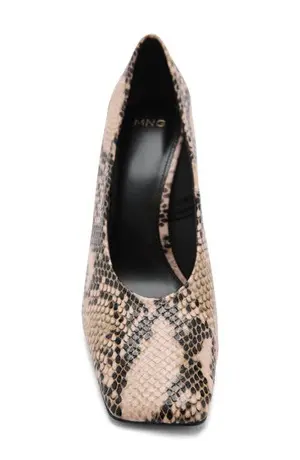 Mango Printed Square Toe Pumps