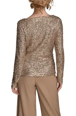 Donna Karan New York Sequin Pleated Shoulder Top