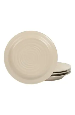 STONE + LAIN Orbit Stoneware 4-piece Salad Plate Set - Beige