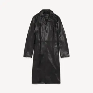 Balenciaga Fitted Leather Coat - Black