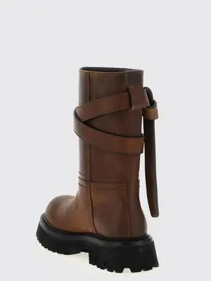 Moschino Buckled Leather Boots - Brown