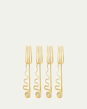 L'Objet Spirale Cocktail Forks, Set Of 4 - Gold