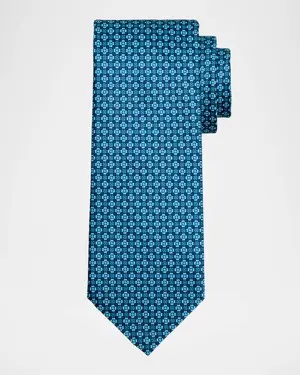 Stefano Ricci Connected Geometric Silk Tie - Mlt Blue