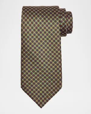 Stefano Ricci Connected Medallion Silk Neck Tie Brown