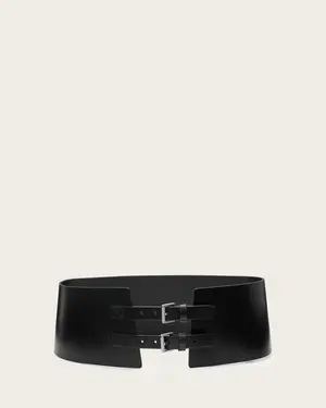 ALLSAINTS Mya Leather Hip Belt - Black