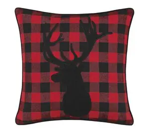 Eddie Bauer Cabin Plaid Stag Head Red 20x20 Squ Are Pillow - One-color