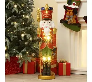 LUXEN HOME Luxenhome 3ft Lighted Nutcracker Soldier With S Cepter