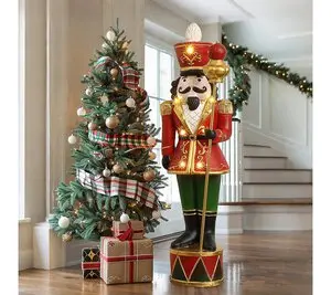 LUXEN HOME Luxenhome 4ft Lighted Nutcracker King, Red, Chr Istmas Decor - One-color