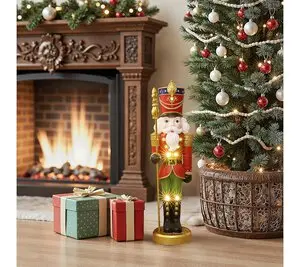LUXEN HOME Luxenhome 2ft Lighted Nutcracker Soldier With Scepter