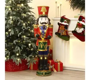 LUXEN HOME Luxenhome 4ft Lighted Nutcracker Drummer, Chris Tmas Decor - One-color