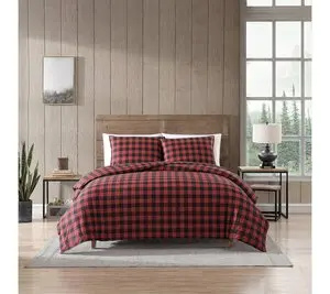 Eddie Bauer Mountain Plaid Red King Duvet Cover Set - One-color