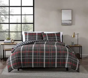 Eddie Bauer Willow Plaid Reversible King Duvet Cover Set - One-color