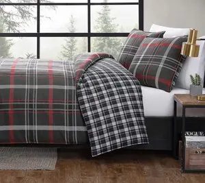 Eddie Bauer Willow Plaid Reversible King Duvet Cover Set