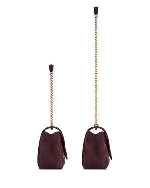 Saint Laurent Loulou Medium Matelass Suede Shoulder Bag - Dark Brown