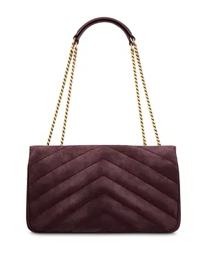 Saint Laurent Loulou Medium Matelass Suede Shoulder Bag - Dark Brown