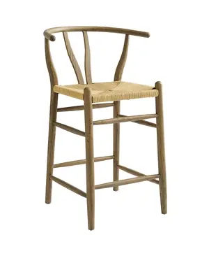MODWAY Amish Wood Counter Stool - Weathered Gray Teak