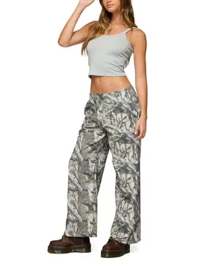 EDIKTED Camo Straight Leg Sweatpants