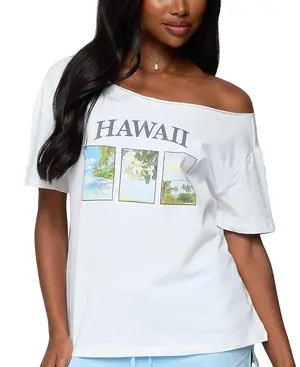 EDIKTED Off-shoulder T-shirt - White