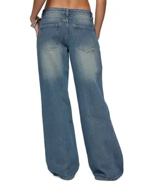 EDIKTED Ronny Curved Stitch Low Rise Jeans