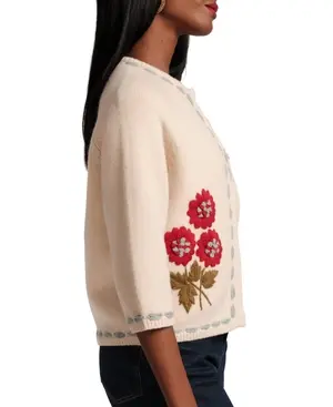 FRANCES VALENTINE Blanket Stitch Border Cardigan Coat