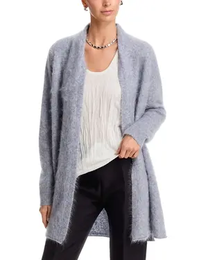 Bloomingdale'S 100% Cashmere Brushed Open Front Cardigan - Medium Grey