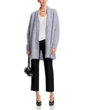 Bloomingdale'S 100% Cashmere Brushed Open Front Cardigan - Medium Grey