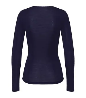 Hanro Woolen Silk Long-sleeve T-shirt - Navy