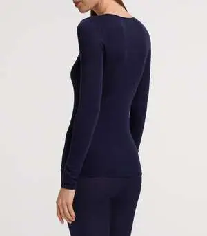 Hanro Woolen Silk Long-sleeve T-shirt - Navy
