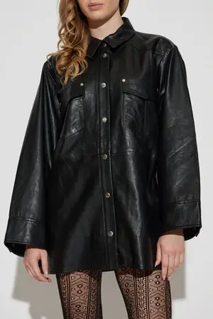 GESTUZ Leather Shirt With Snap Fasteners