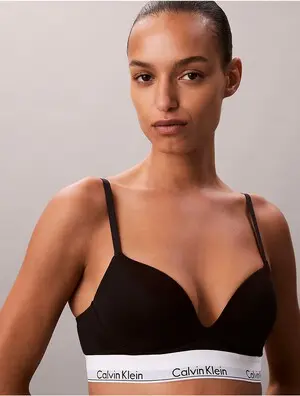 Calvin Klein Icon Cotton Modal Plunge Bra - Black